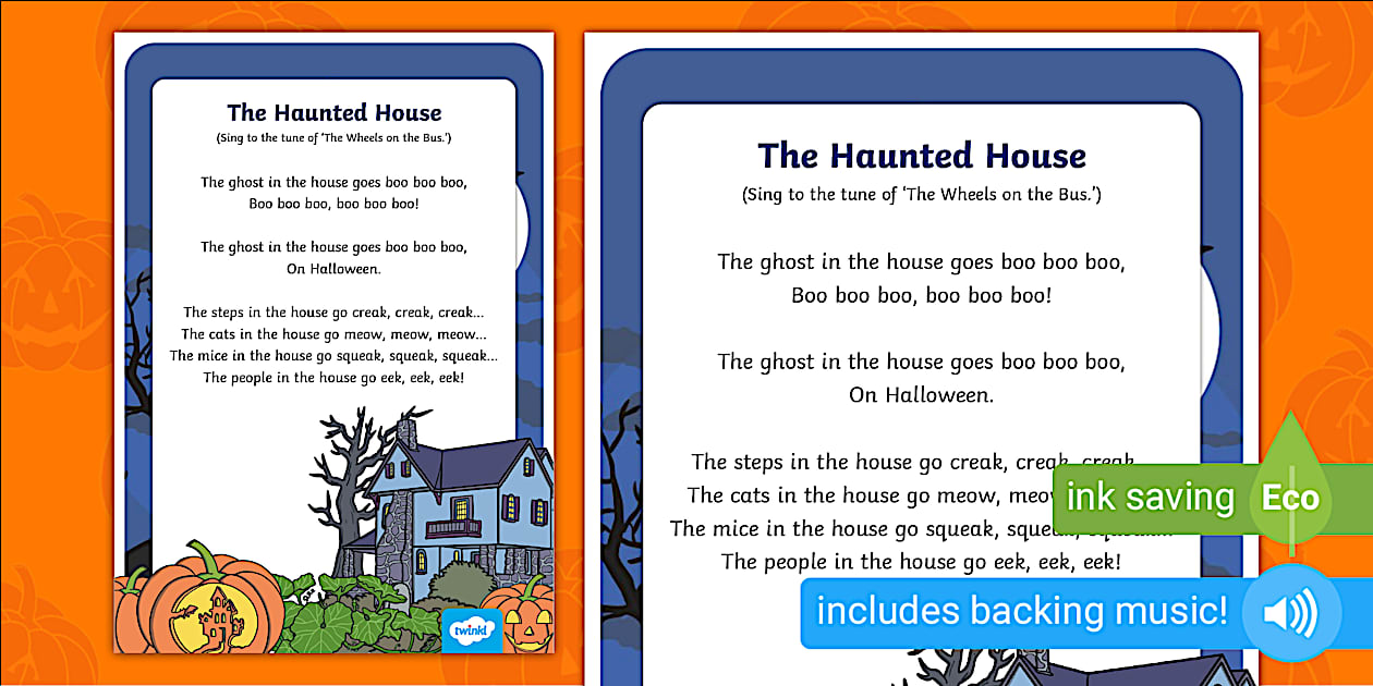 Black and White The Haunted House - Halloween Rhyme - Twinkl