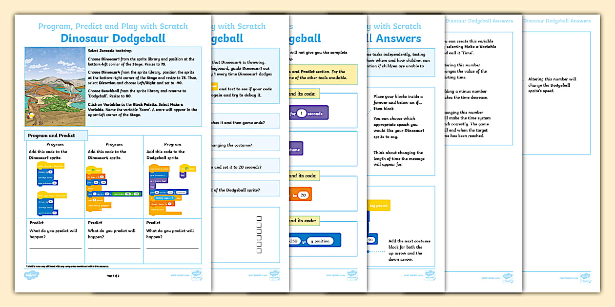 Program, Predict and Play with Scratch: Dinosaur Dodgeball