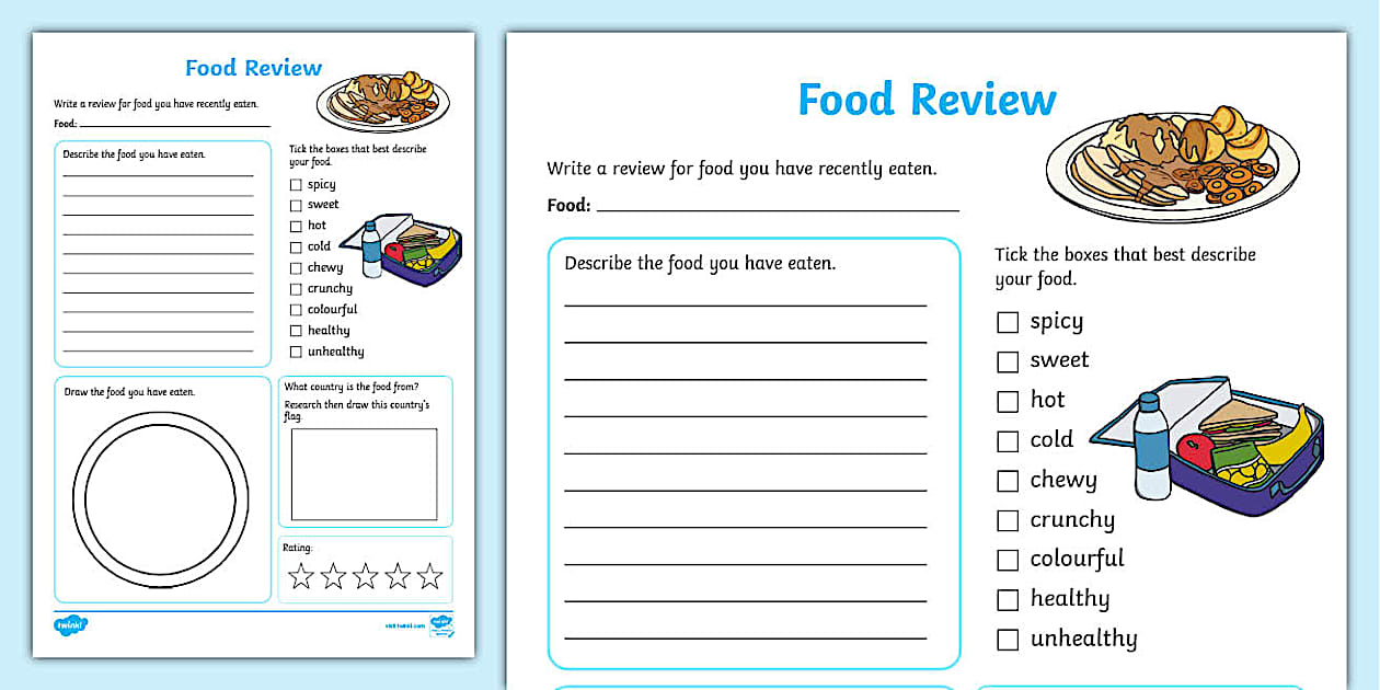 KS1 Food Review Worksheet | Great World Food Day Idea
