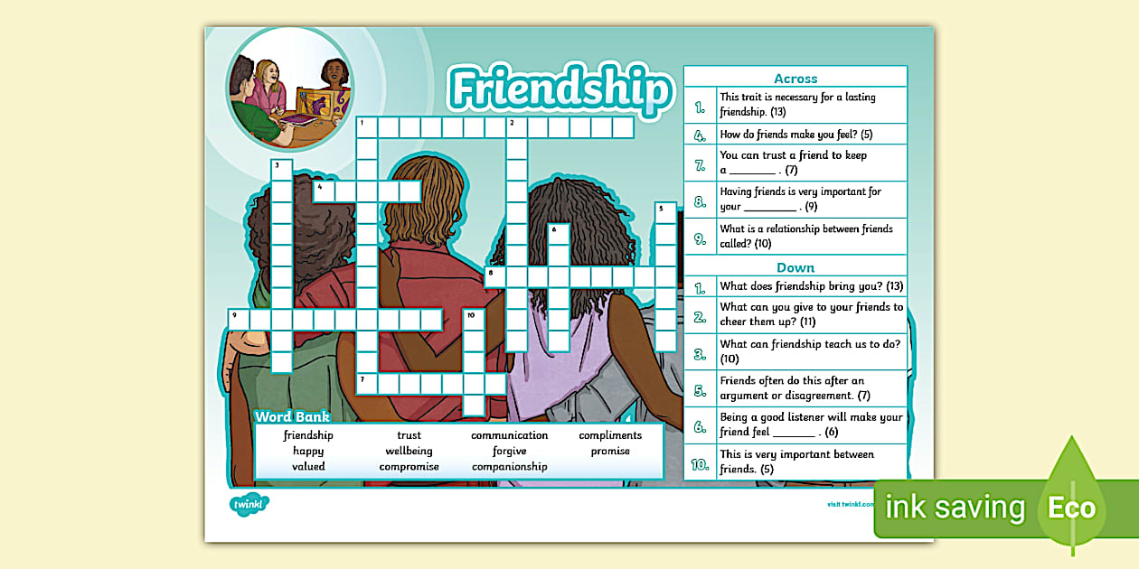 KS2 Friendship Crossword - Twinkl - KS2 (teacher made)