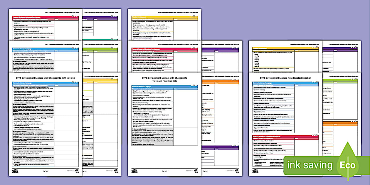 EYFS Development Matters Ages & Stages Birth-Reception