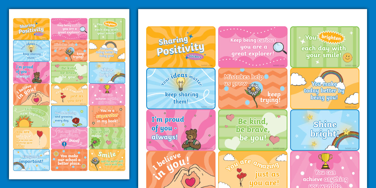 Sharing Positivity Stickers (Teacher-Made) - Twinkl