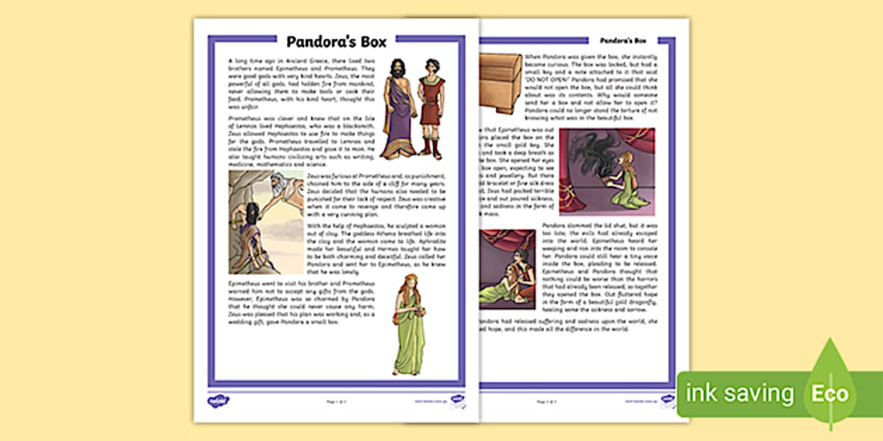 Pandora's Box Short Summary Sheet - Years 3-4 - Topics