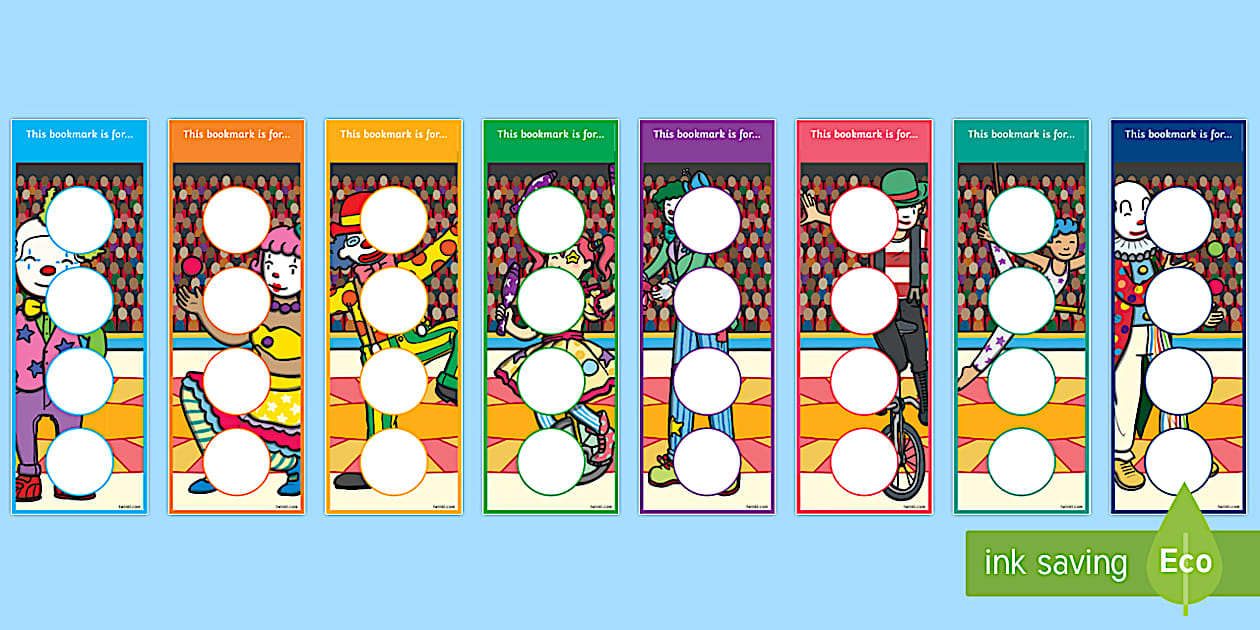 Circus Themed Sticker Reward Bookmarks (Teacher-Made)