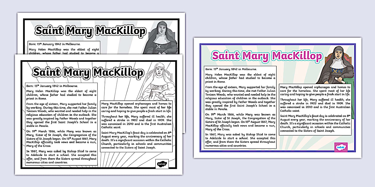 Saint Mary MacKillop Information Poster (teacher made)