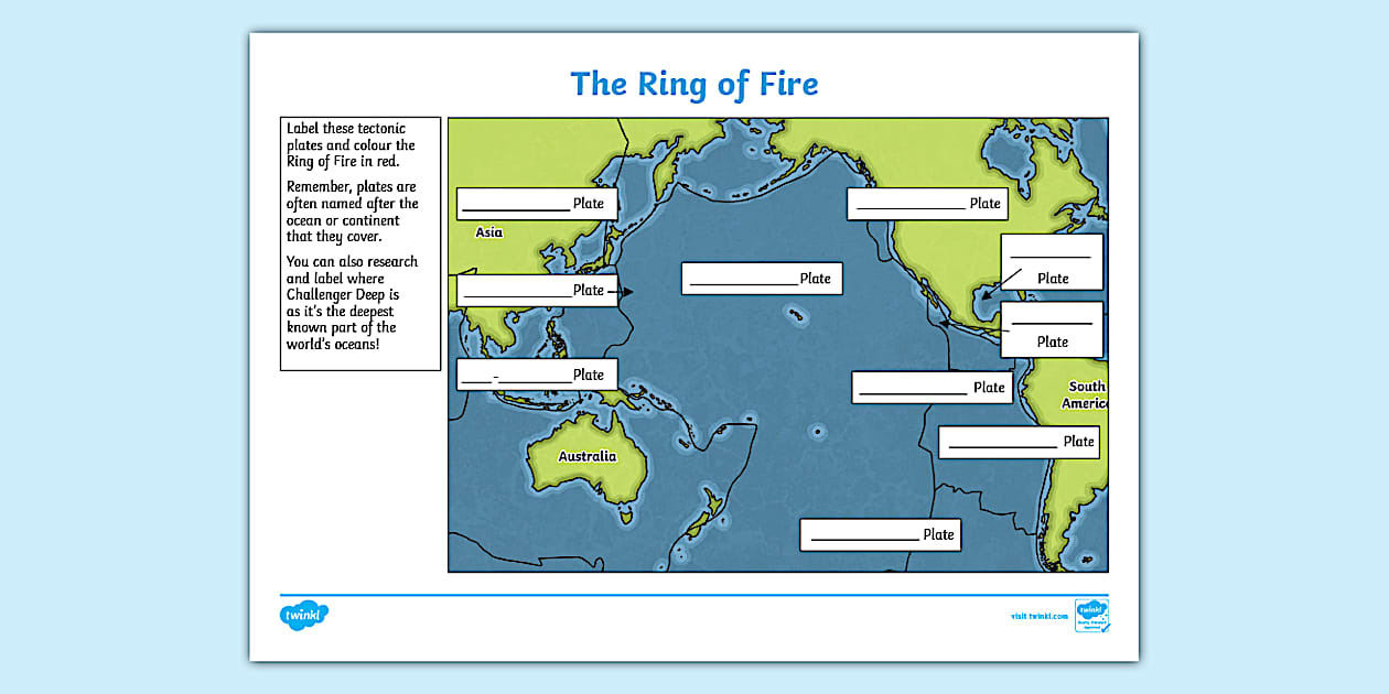 Ring of Fire Tectonic Plates Map Worksheet and Answer Key