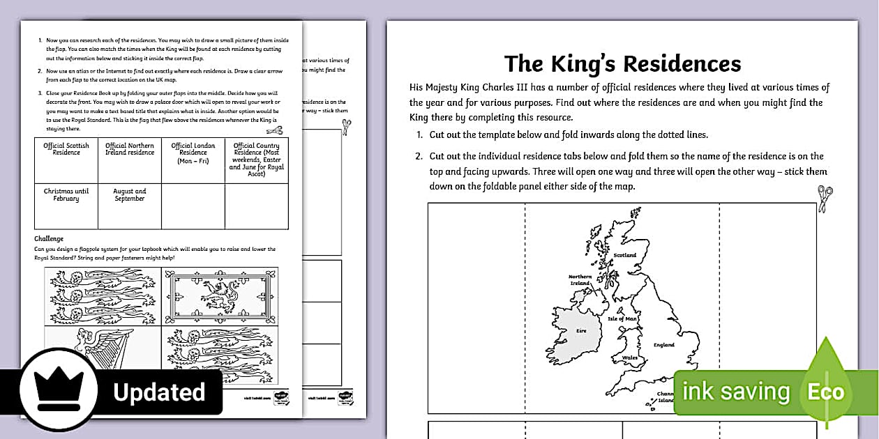 The Queen's Residences Worksheet - Primary Resource