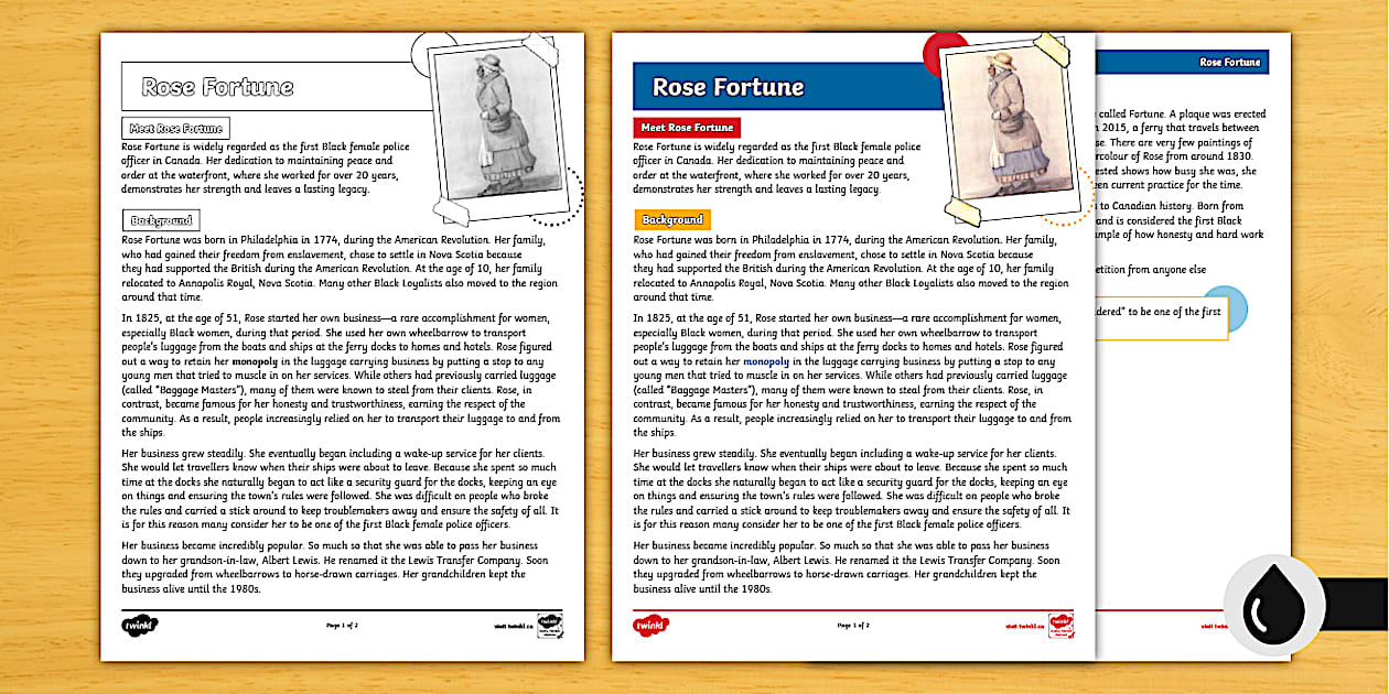 Rose Fortune Facts I Rose Fortune Fact File - Twinkl