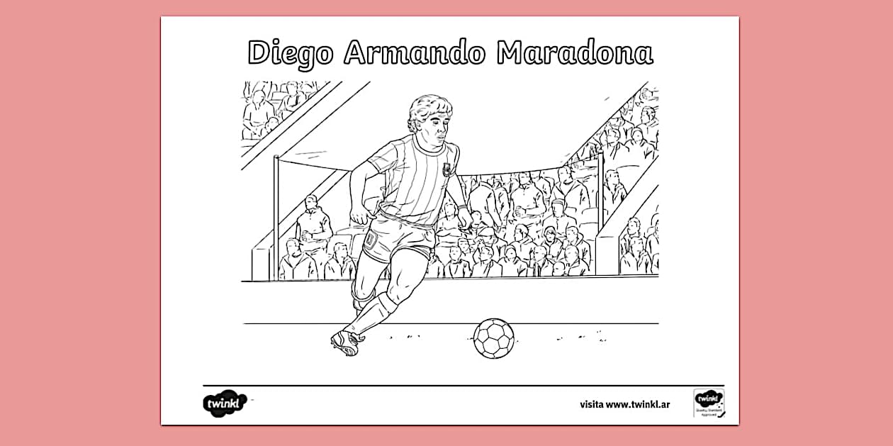 Recurso educativo - Dibujo de Maradona para colorear