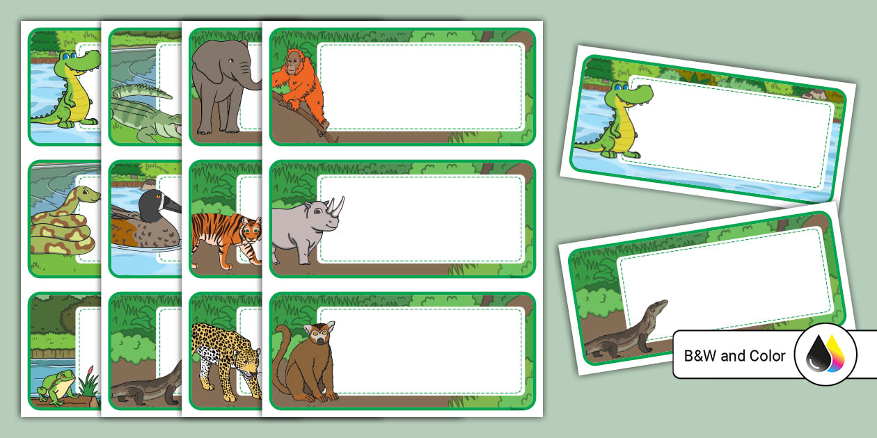 Stiker Label Alat Tulis Tema Hutan (teacher made) - Twinkl