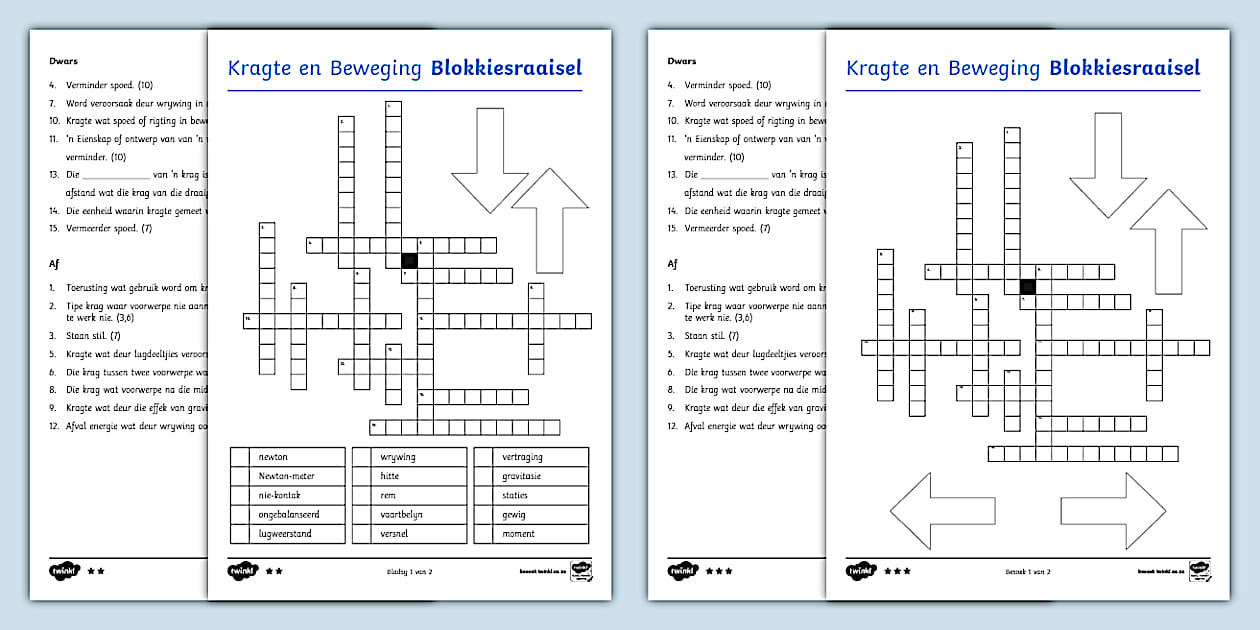 Kragte en Beweging Blokkiesraaisel (teacher made) - Twinkl