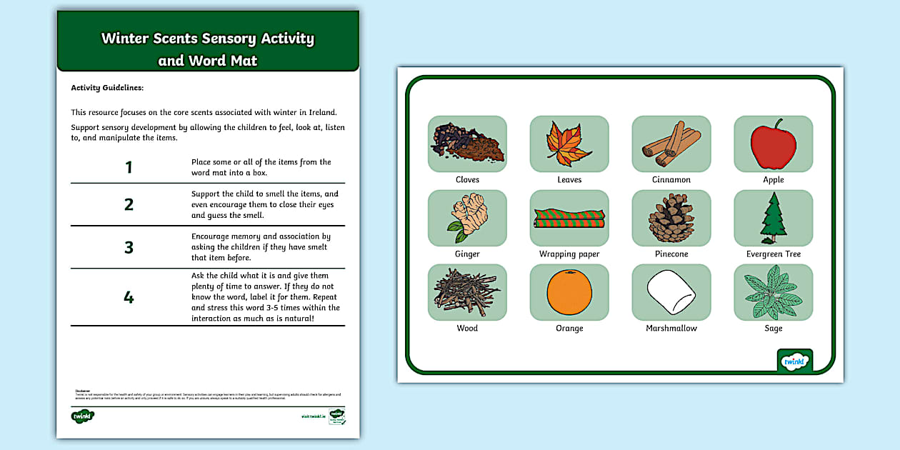 Winter Scents Sensory Activity and Word Mat (teacher made)