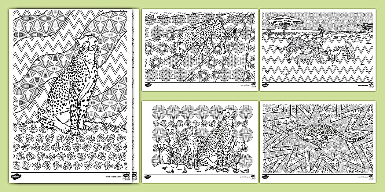 Taflenni Lliwio Llewpart Hela (teacher made) - Twinkl