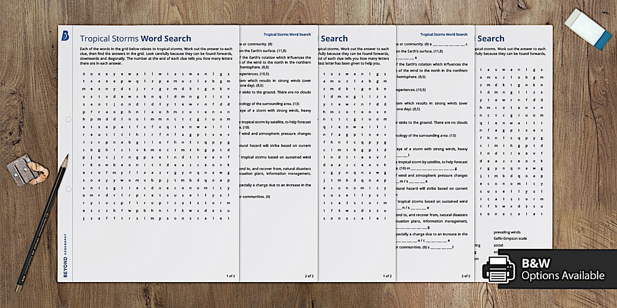 Tropical Storms Word Search (teacher made) - Twinkl