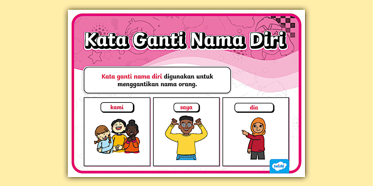 Poster Paparan Kata Ganti Nama Diri (teacher made) - Twinkl