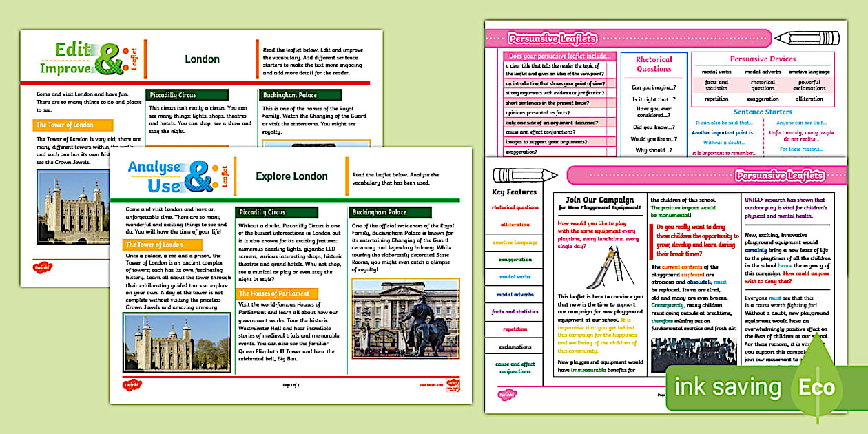 UKS2 Analyse & Use/Edit & Improve Persuasive Leaflet Pack