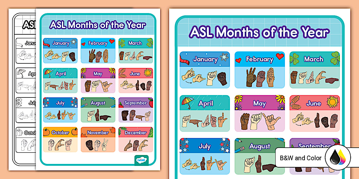 ASL Months of the Year Chart (teacher made) - Twinkl