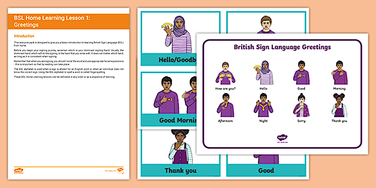 BSL Home Learning Lesson 1 - Greetings (teacher made)