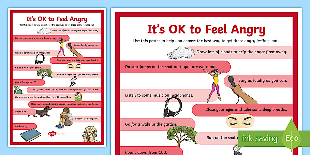 It's OK to Feel Angry Poster (teacher made) - Twinkl