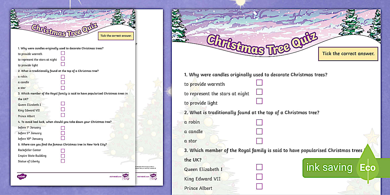 Christmas Tree Quiz (Teacher-Made) - Twinkl