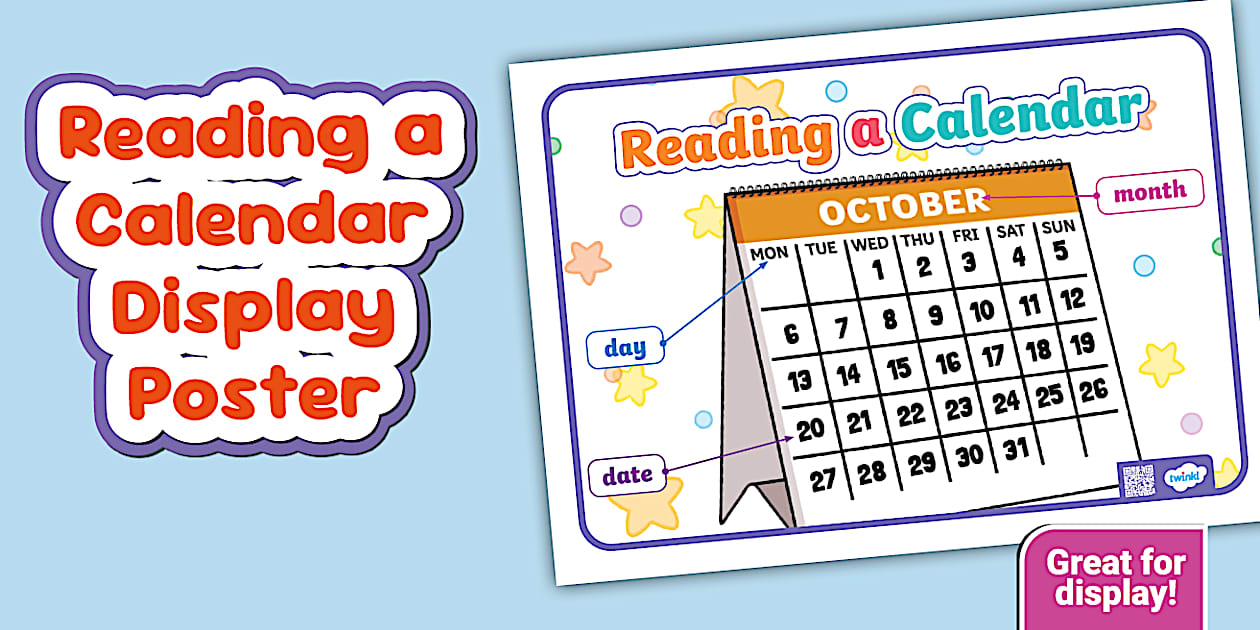 Reading a Calendar Display Poster