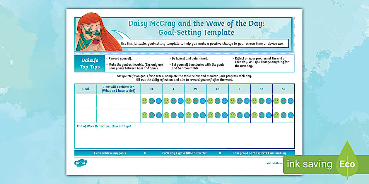 FREE! - Daisy McCray and the Wave of the Day: Goal-Setting Template