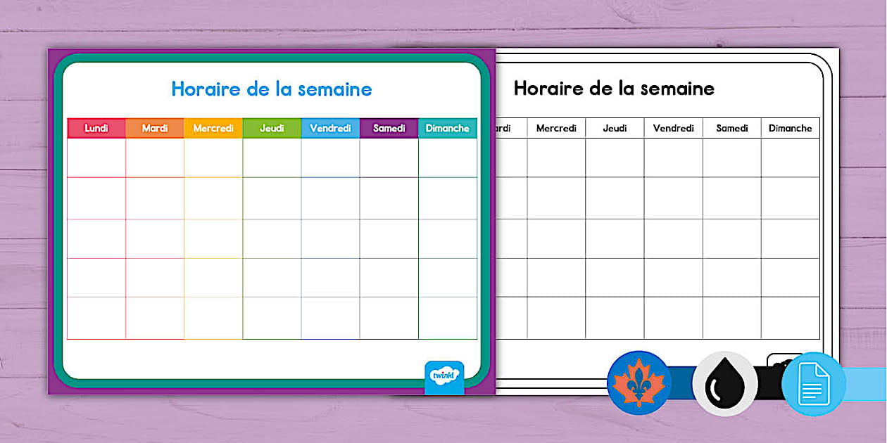 Editable Weekly Schedule French (teacher made) - Twinkl