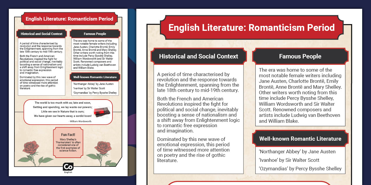 English Literature: Romanticism Period Poster (teacher made)