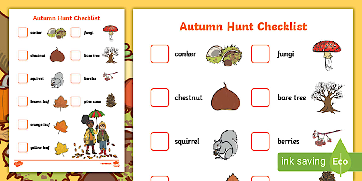 Editable Autumn Hunt Checklist - Twinkl