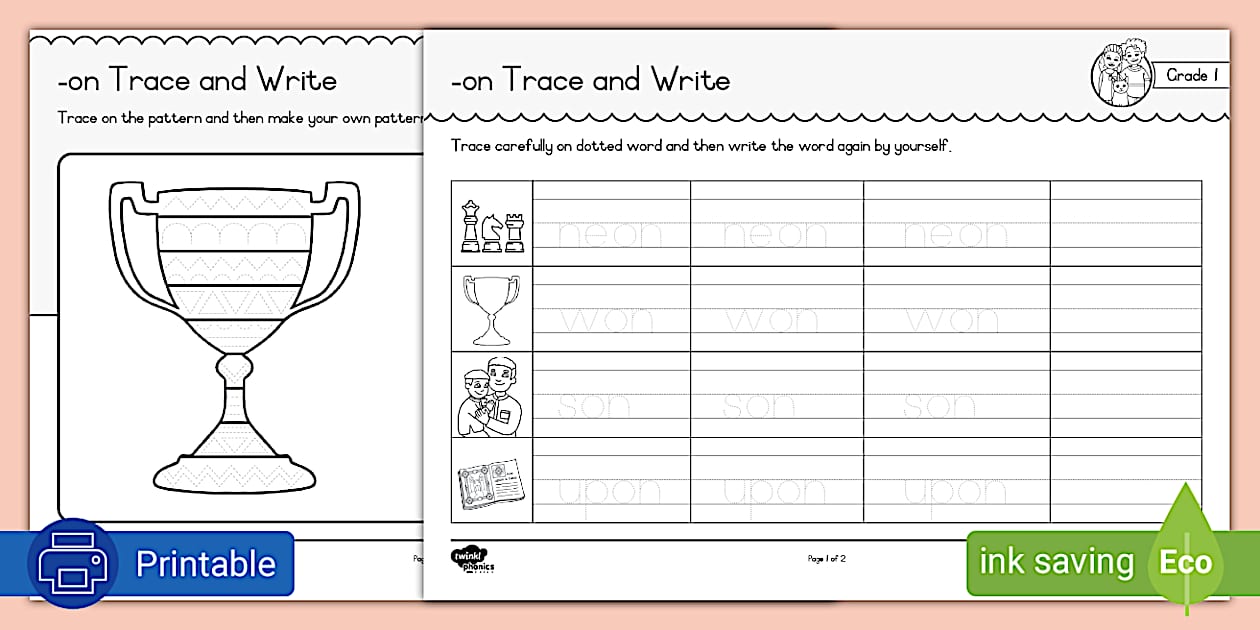 Grade 1 -on Trace and Write pg2 (teacher made) - Twinkl
