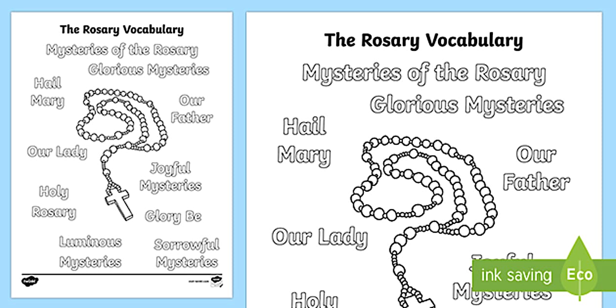 The Rosary Vocabulary Coloring Teaching Resource - Twinkl