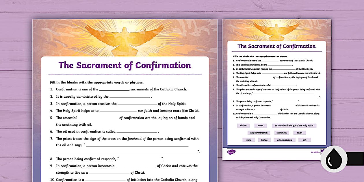 The Sacrament of Confirmation Cloze Activity - Twinkl
