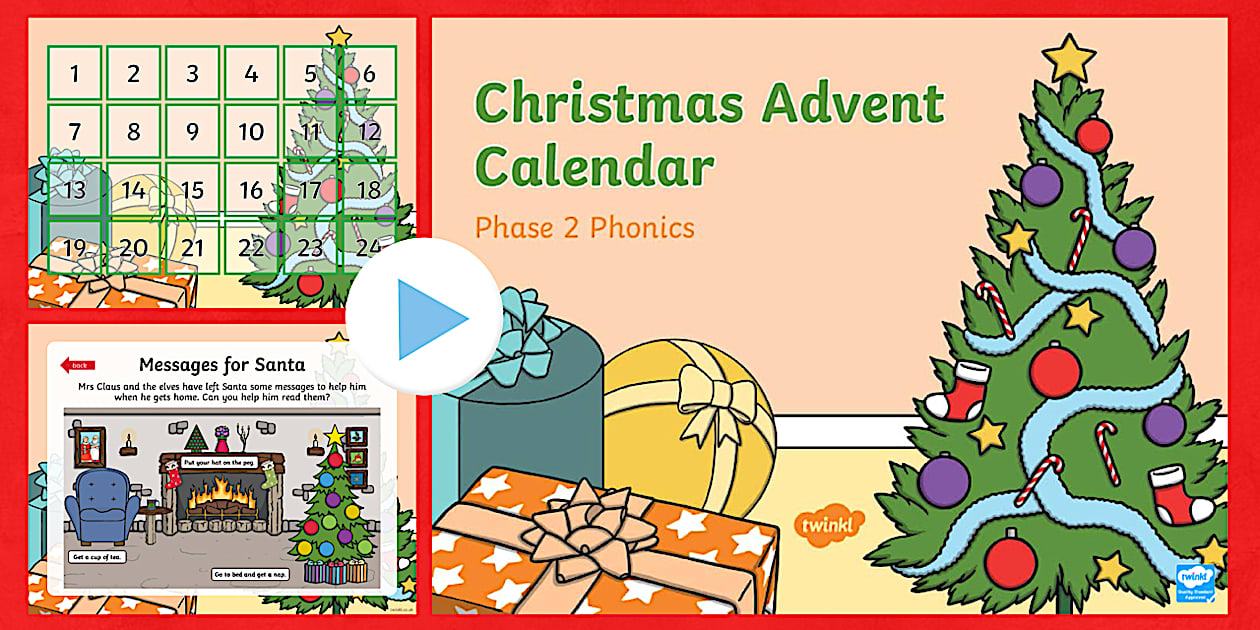 Phase 2 Christmas Phonics Advent Calendar PowerPoint