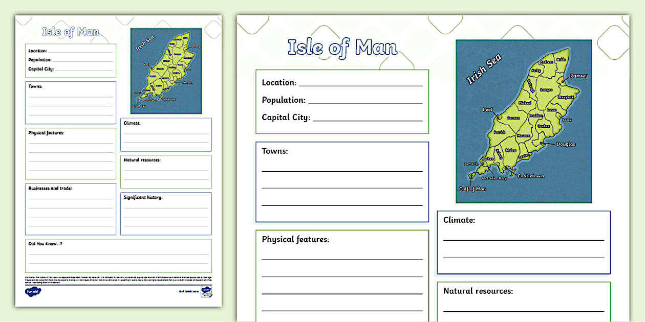 Isle of Man Fact File Template (teacher made) - Twinkl
