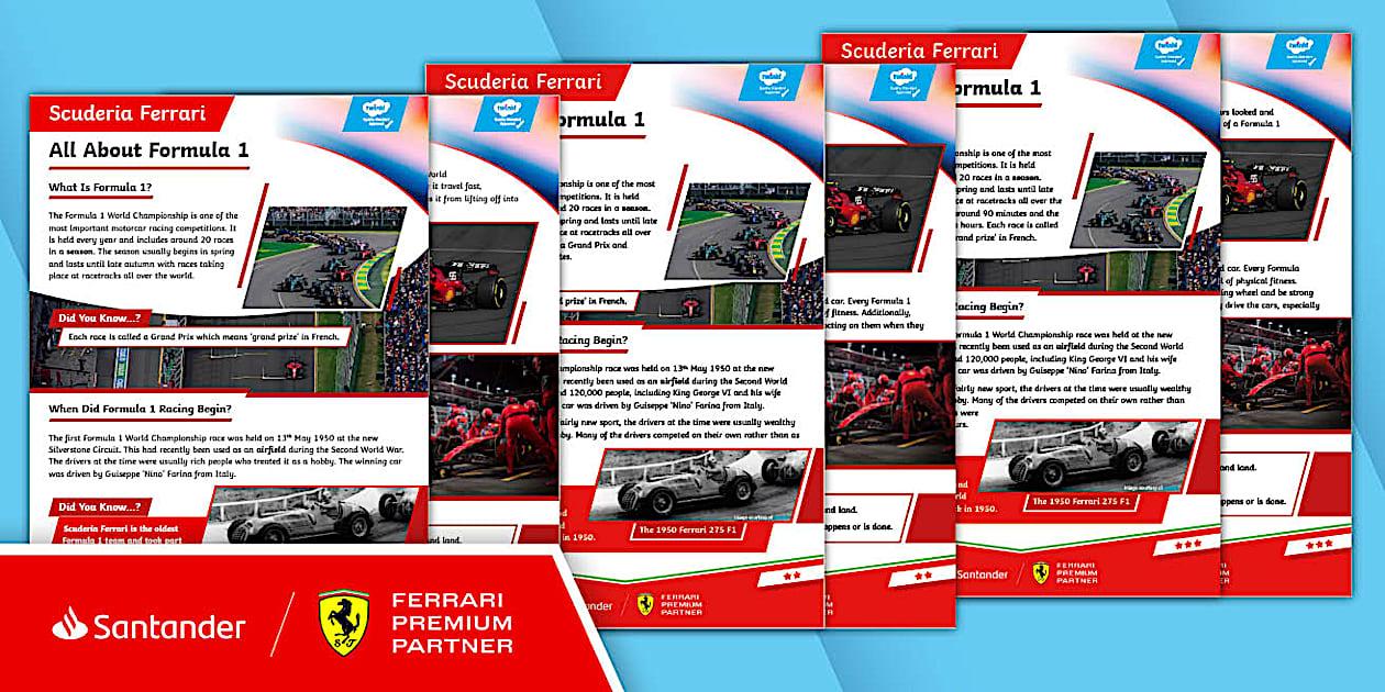 FREE! - Scuderia Ferrari F1: Reading Comprehension [Ages 7-9]