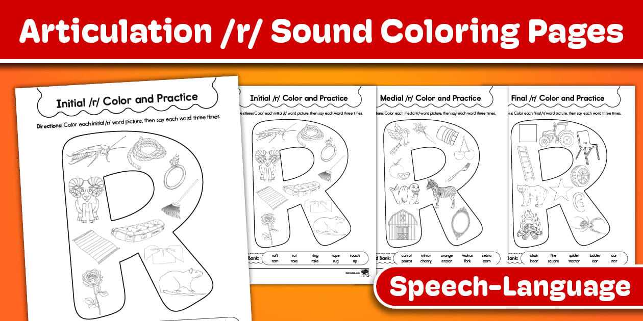 Articulation /r/ Sound Coloring Pages for SLP