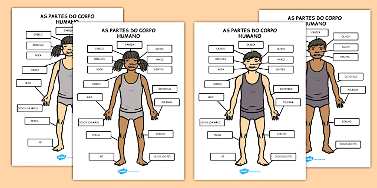 Parts of the Body A4 Portuguese (teacher made) - Twinkl