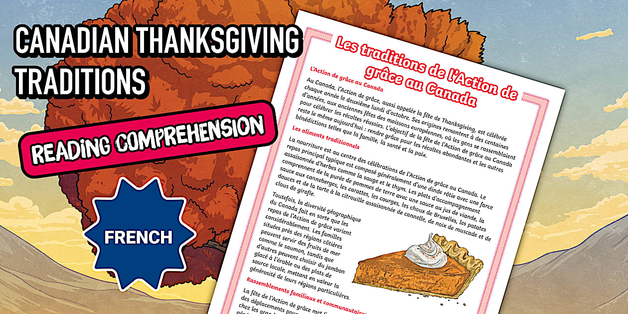 Canadian Thanksgiving Traditions Reading Comprehension - French