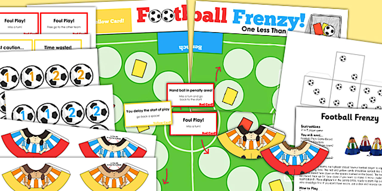 One Less Than EYFS Football Board Game Board (teacher made)