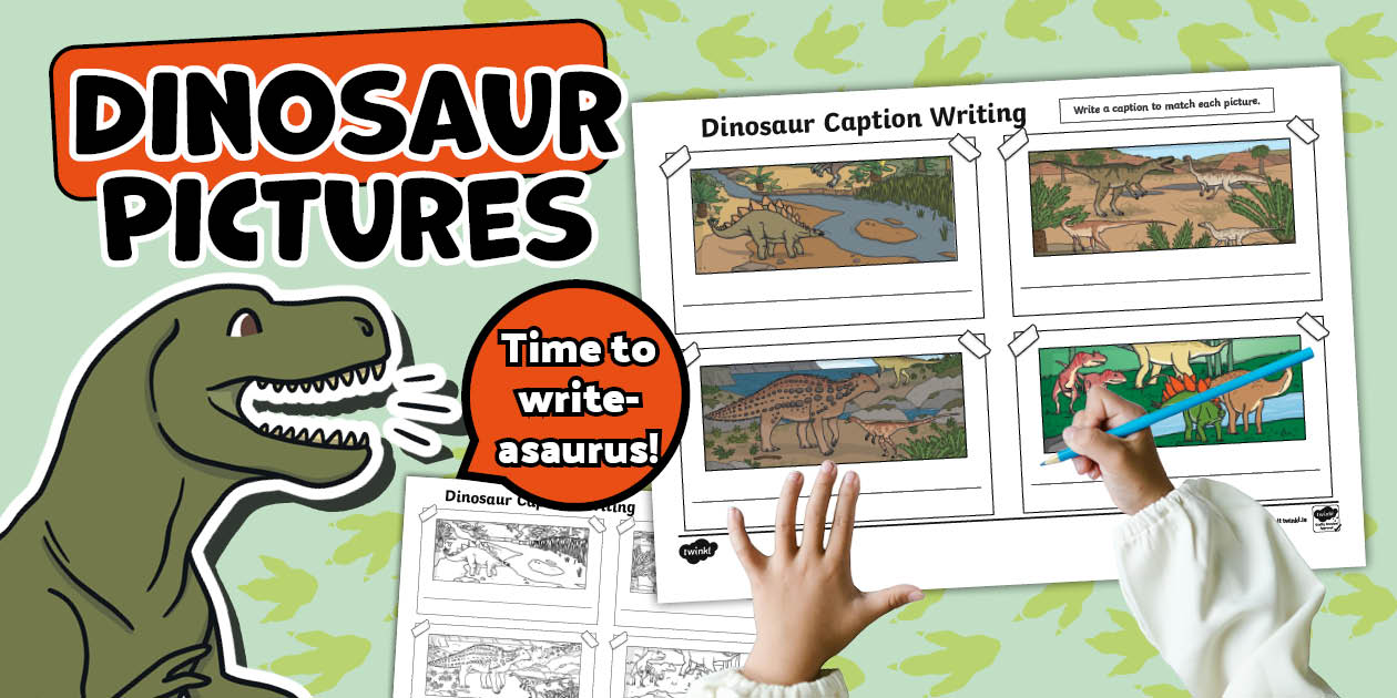 * NEW * Dinosaur Caption Writing Template
