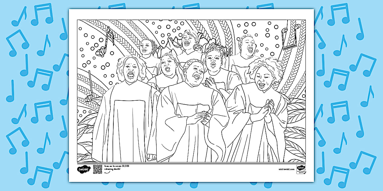 Mindfulness Choir Colouring Sheet (teacher made) - Twinkl