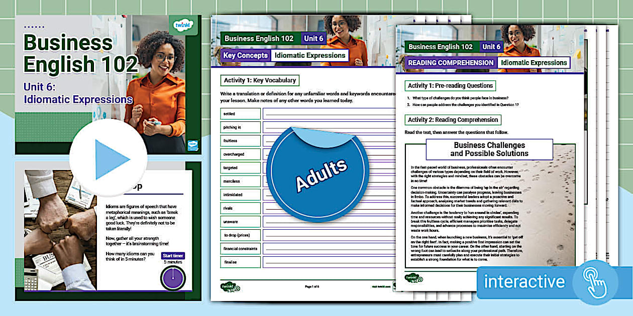 ESL Business English 102: Unit 6 (professor feito) - Twinkl