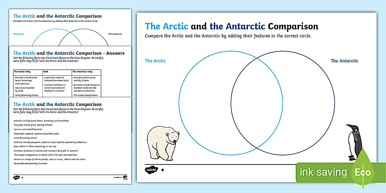 Editable Arctic and Antarctic Comparison Activity - Twinkl