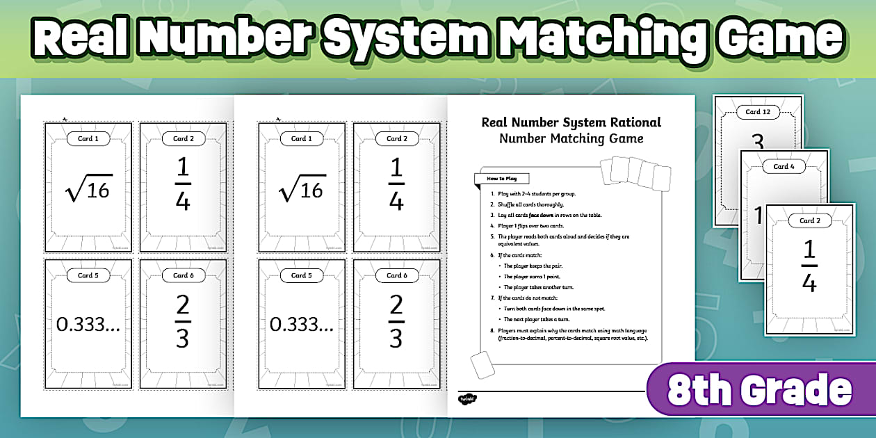 Real Number System Rational Number Matching Game