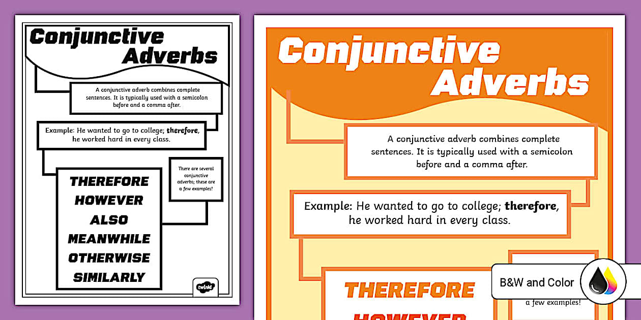 Conjunctive Adverb Poster (teacher made) - Twinkl