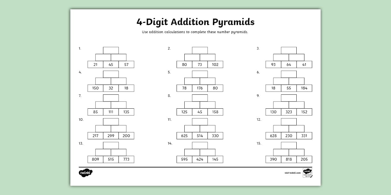 👉 4-Digit Addition Pyramids - Twinkl - KS2 - Twinkl