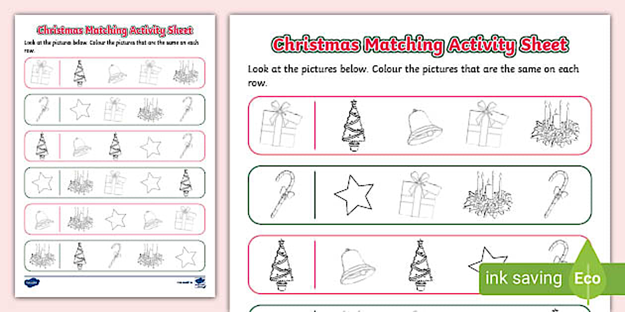 Christmas Matching Activity Sheet