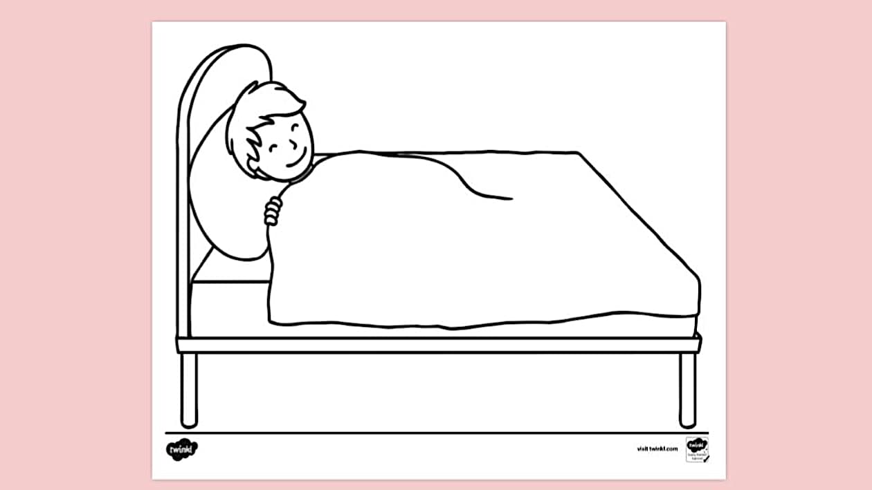 Boy Lying in Bed Colouring | Colouring Sheets (teacher made)