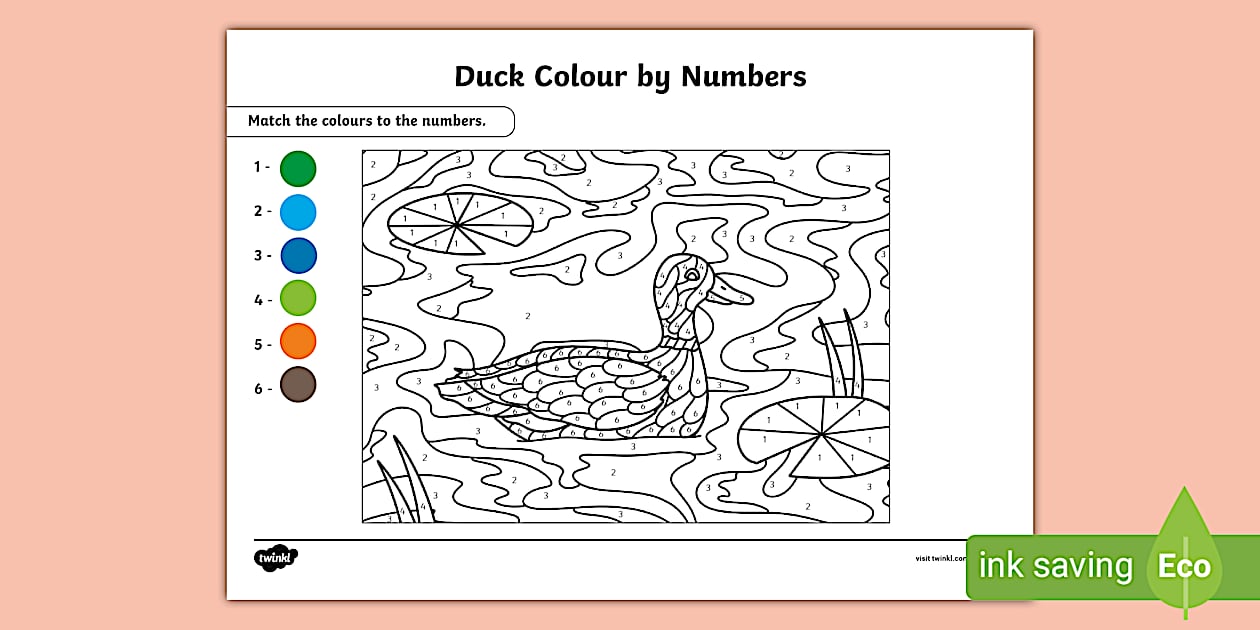 Duck Colour By Number (teacher made) - Twinkl