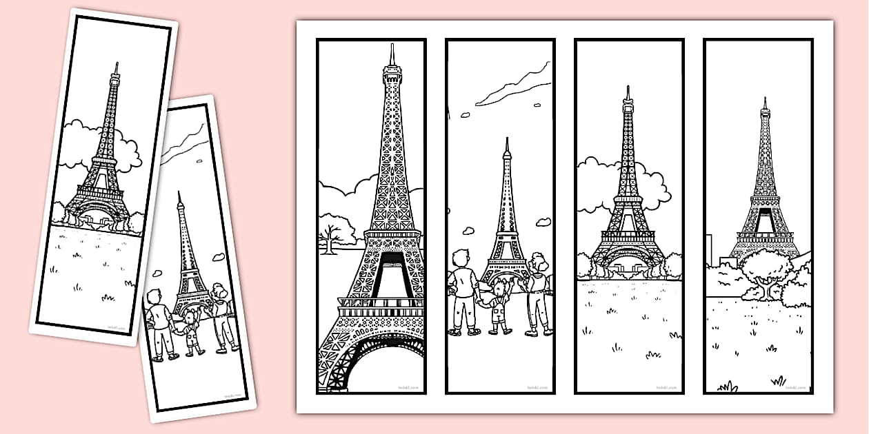 Marque-pages à colorier : La tour Eiffel - Twinkl